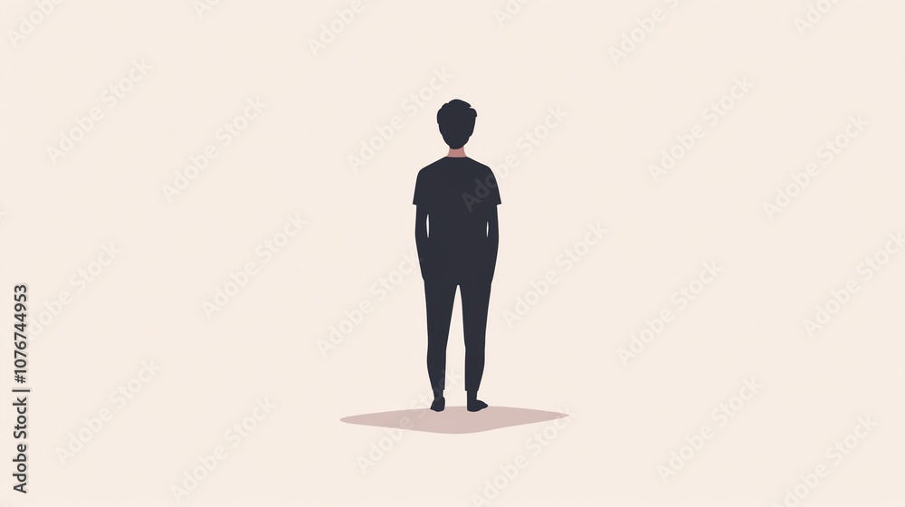 Illustrate a person standing with their back facing the viewer ...