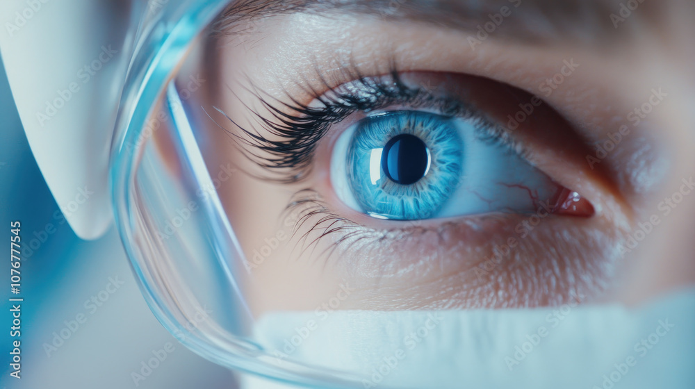 Ilustracja bez tantiem: Laser vision correction procedure, close-up of ...