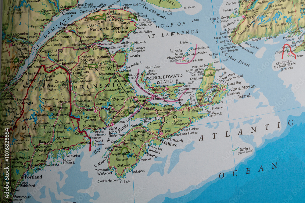 Map featuring the Canadian Maritime provinces of Nova Scotia, Prince ...