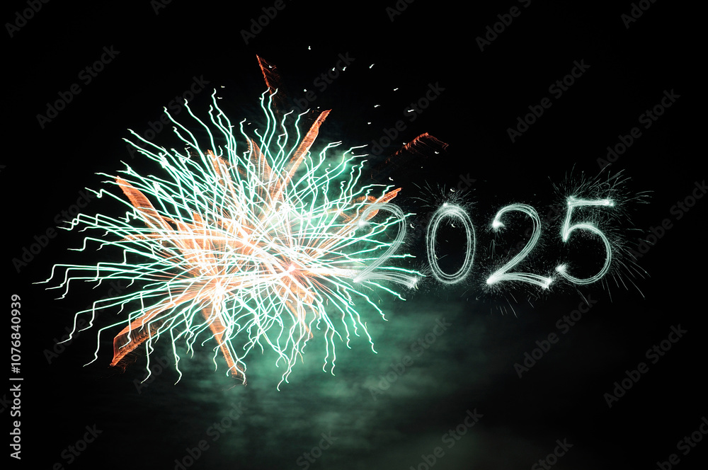 Photo Stock Sparkler 2025. Firework illumination on dark sky background ...