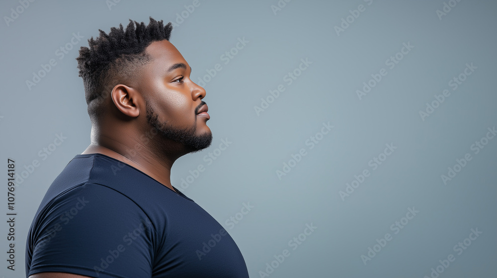 Side Profile of Man with Large Belly A man with a prominent belly ...