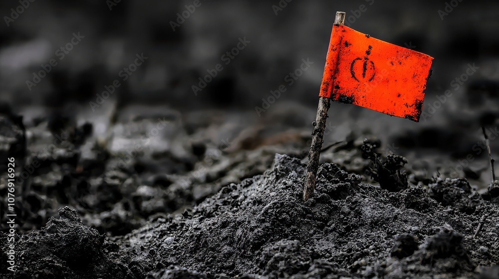 Identify and avoid buried landmines marked with warning flags for ...