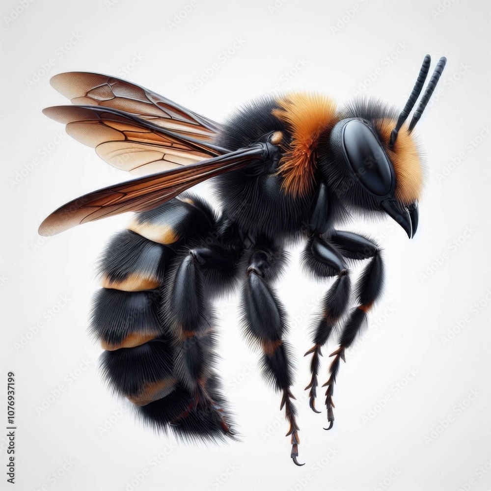 Africanized bee (killer bee) is isolated on a white background 2 Stock ...