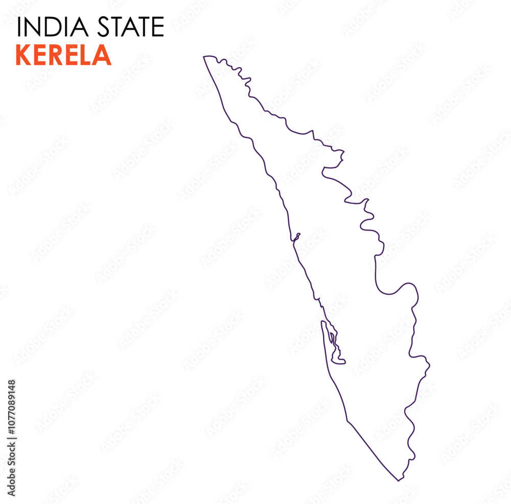 Kerala map of Indian state. Kerala map vector illustration. Kerala ...