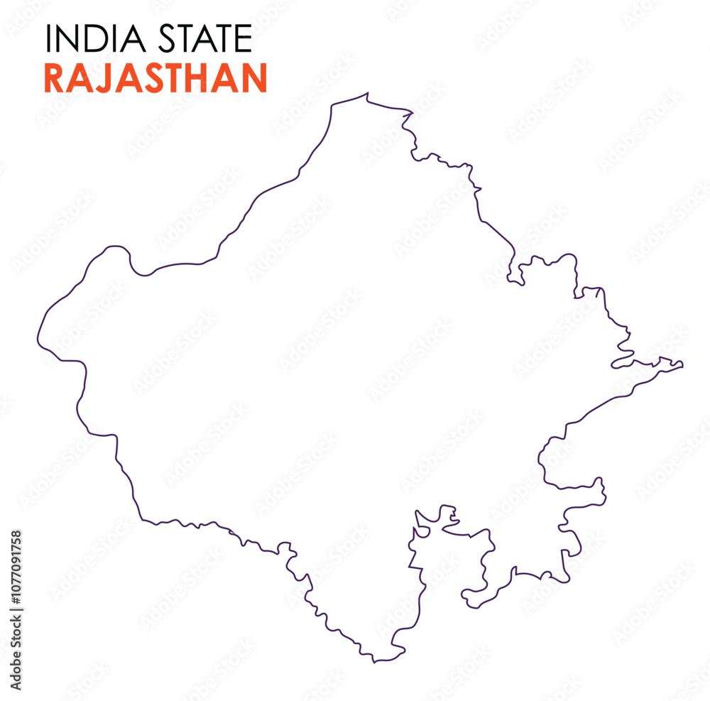 Rajasthan map of Indian state. Rajasthan map vector illustration ...
