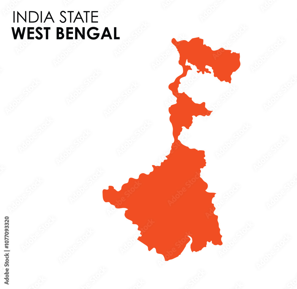 West Bengal map of Indian state. Kolkata map vector illustration. Wet ...