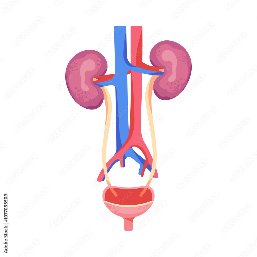 Stock-Vektorgrafik „Human Urinary Tract Anatomy. Vector illustration of the human urinary system ...