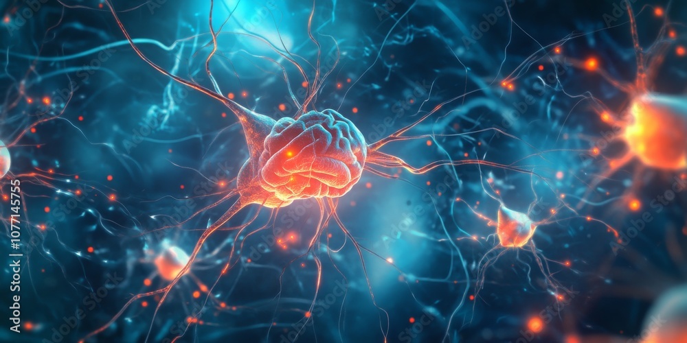 Illustration Stock This image shows the pathways of nerves in the human ...