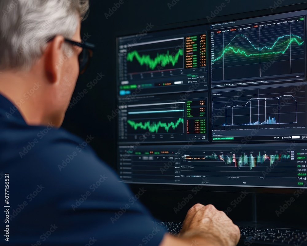 Trader setting goal alerts on AI trading dashboard, realtime analysis ...