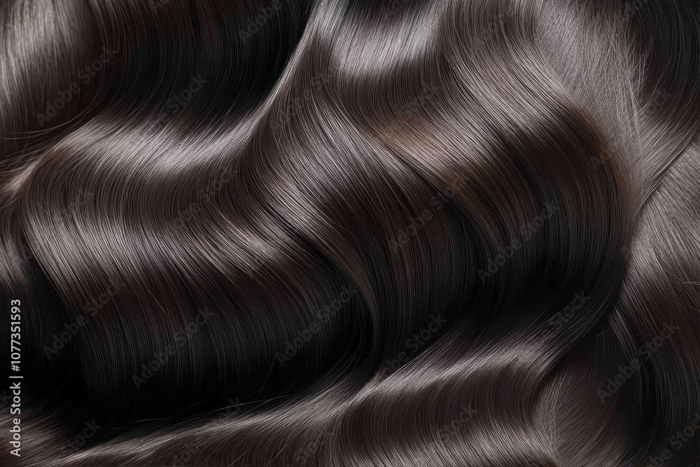 Ultra-realistic Close-Up of Dark Brown Wavy Hair Showcasing Its Smooth ...