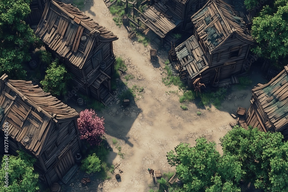 Rural Village Road Rustic Town Street and Houses Tabletop RPG Map ...