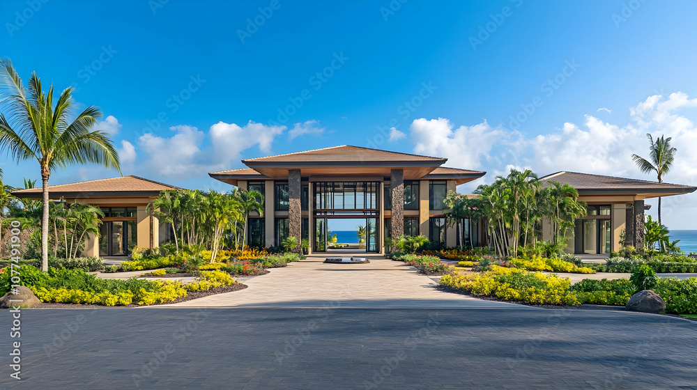 Hawaii oceanfront villa with volcanic coastline views, modern Pacific ...