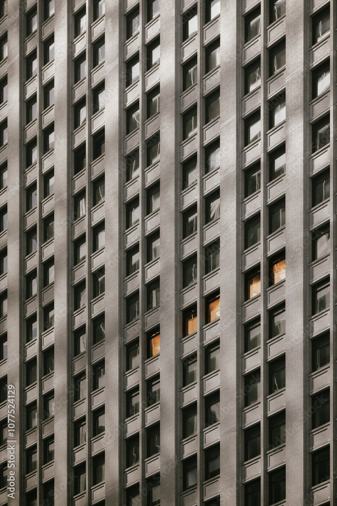 Meticulously aligned facade of a commercial building in New York City ...