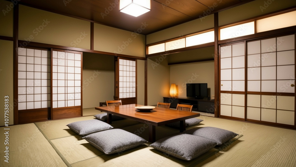 Design a Japanese-style dining room with a minimalist aesthetic ...