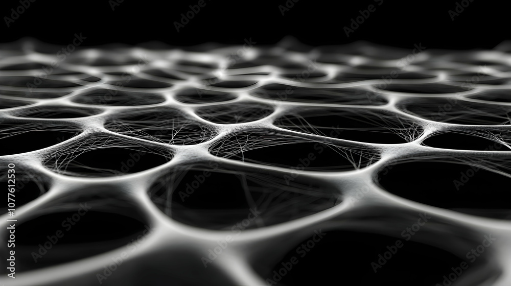 Abstract White Network Structure on Black Background, mesh, grid, web ...