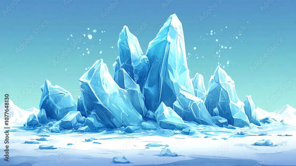 Stock-Illustration „Cartoon floating ice, frozen arctic blocks of ice ...