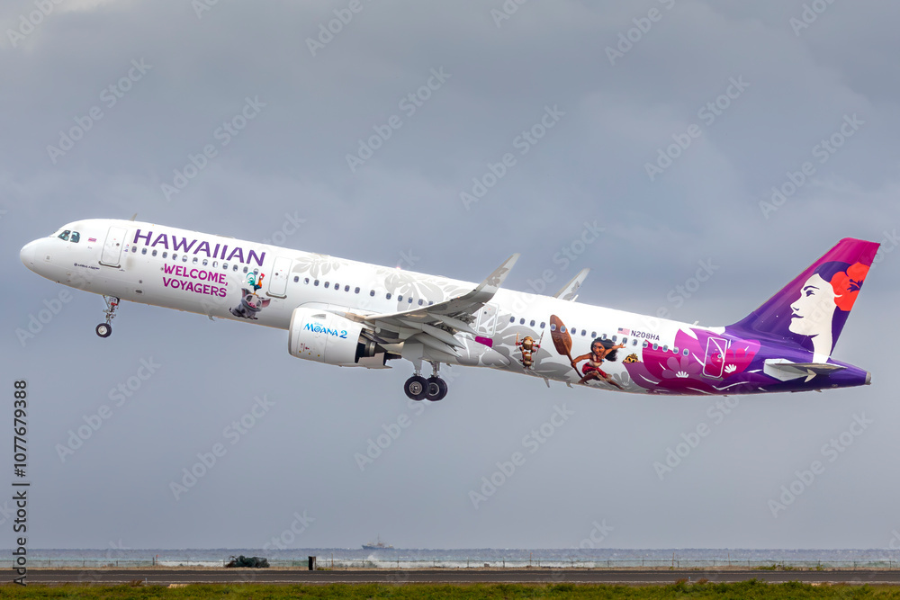 Hawaiian Airlines Moana 2 Special Livery Airbus A321neo Stock Photo ...