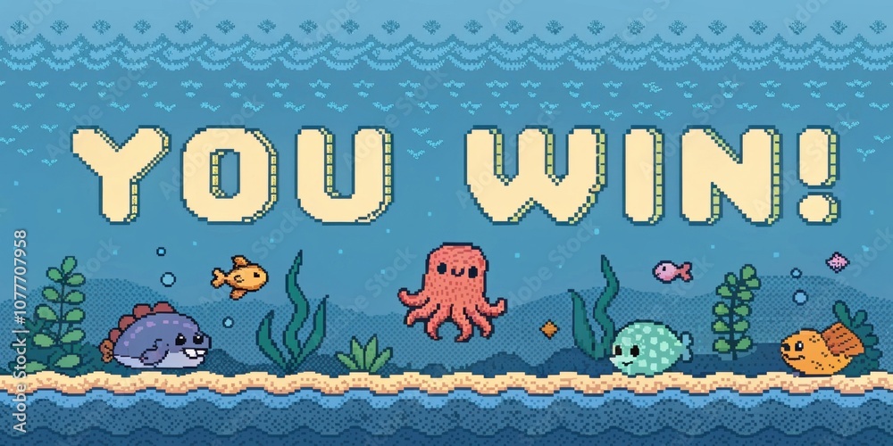 Pixelated Ocean An aquatic scene filled with friendly pixelated sea ...