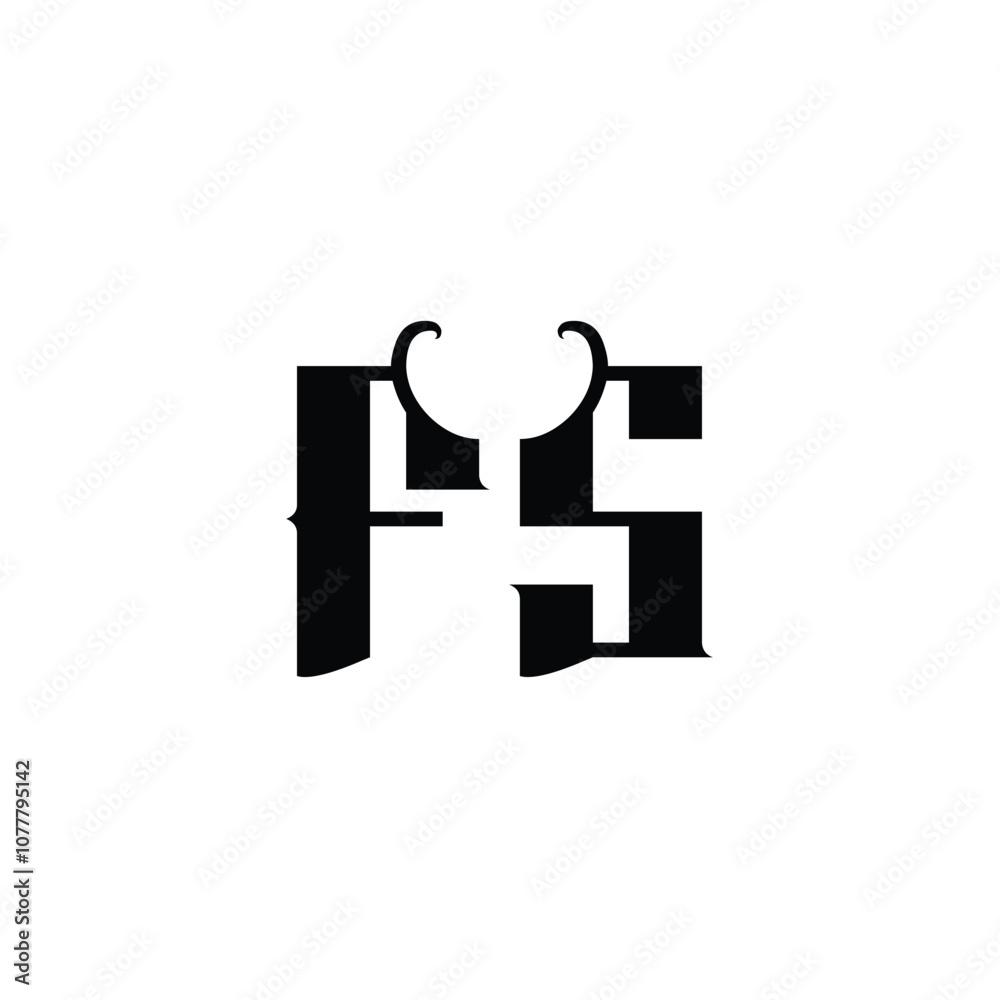 FS monogram logo design letter text name symbol monochrome logotype ...