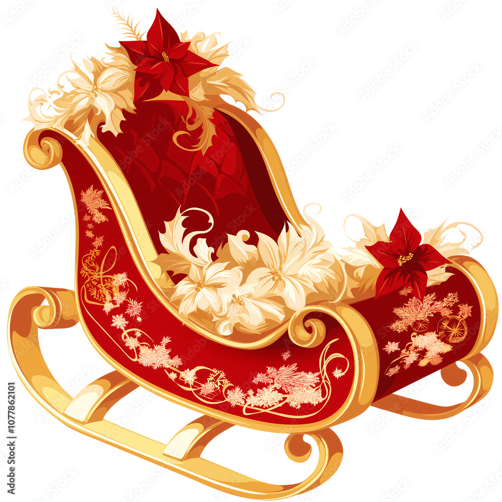 cartoon clipart drawing illustration of a red Sled on a transparent ...