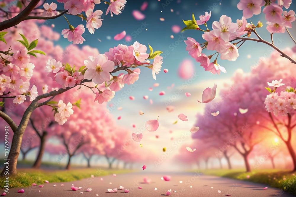 Beautiful Sakura Tree Scene Transition with Animated Background, Flower ...