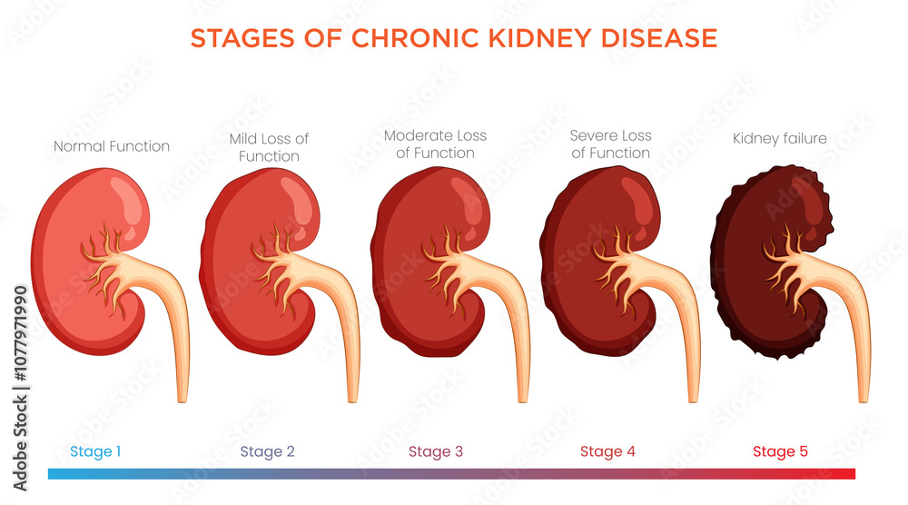 Stages of Chronic Kidney Disease From Early Signs to Advanced Renal Failure Stock Illustration ...