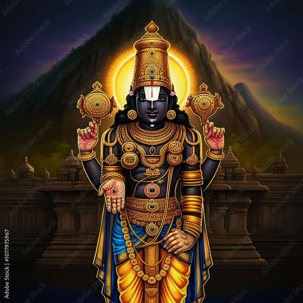 Lord Venkateswara in traditional attire, worshiped as a form of Vishnu ...
