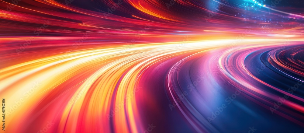 Abstract background with dynamic light trails, resembling a speeding ...
