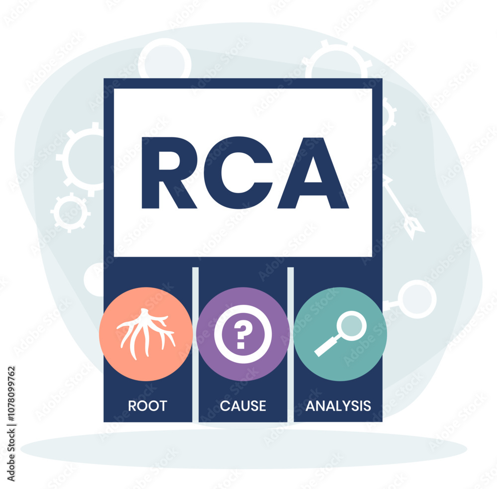 RCA - Root Cause Analysis acronym. business concept background. vector ...