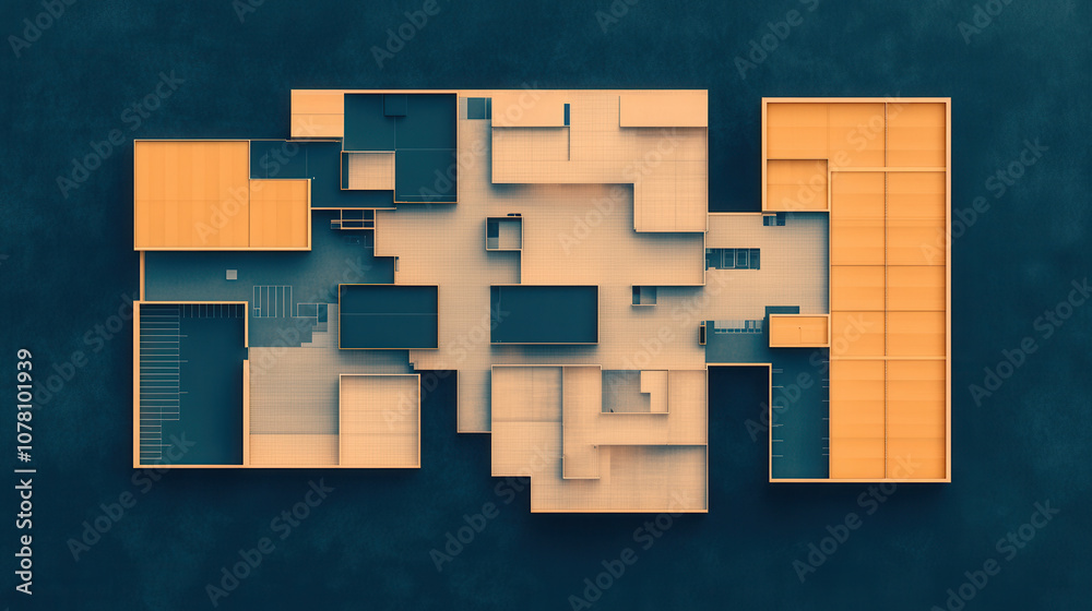 top view map of warehouse layout featuring various sections, parking ...