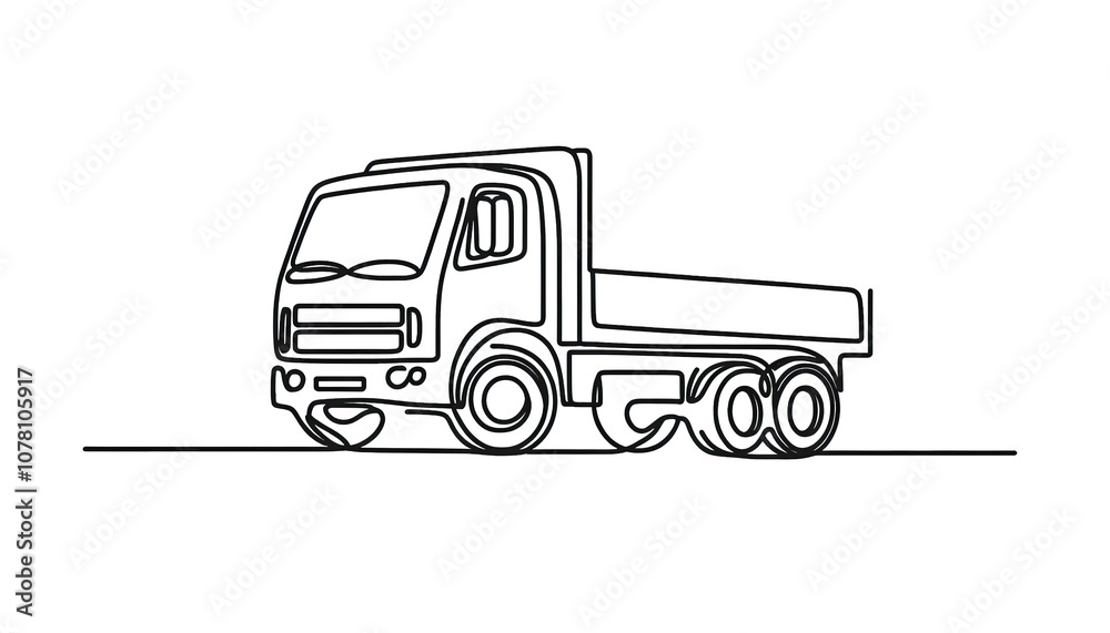 Simple one line drawing of a Truck . Transparent background png file ...