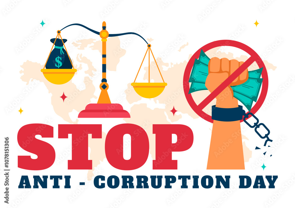 Anti Corruption Day Vector Illustration Featuring a Stop Giving Money ...