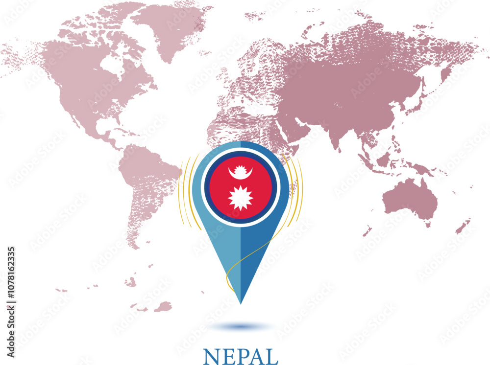 map with magnified north nepal, map of my current position, map pointer ...
