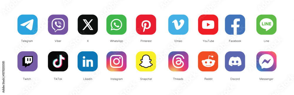 Image vectorielle Stock Latest updated social media icon set 2024. Top ...