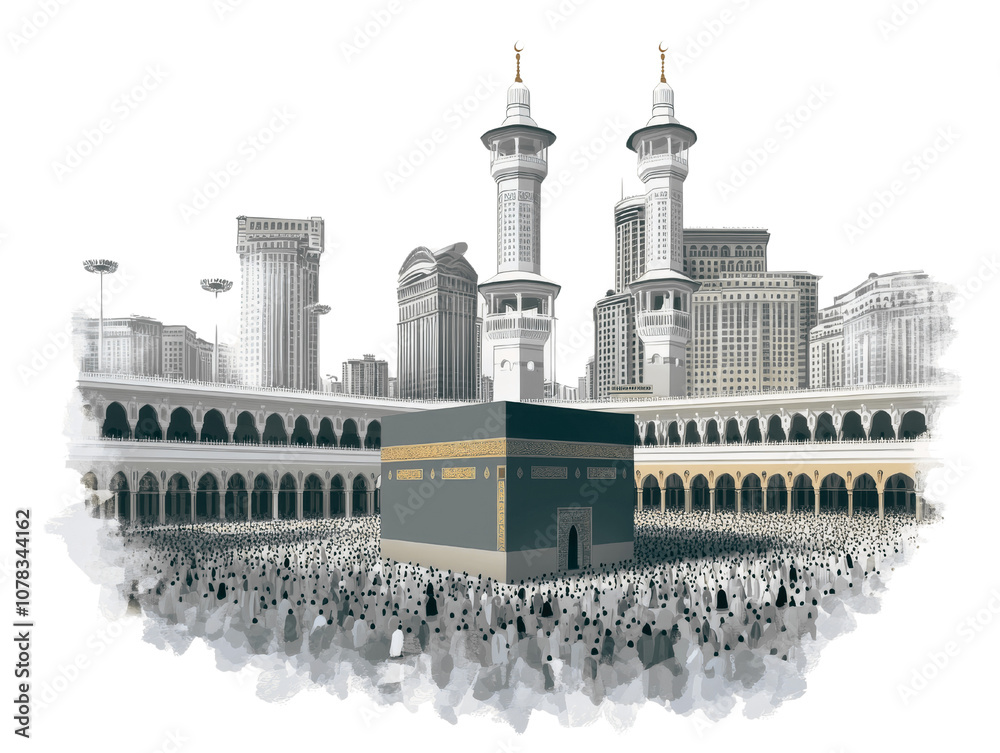 Kaaba in Mecca with Simple Lines , PNG transparent background Stock ...