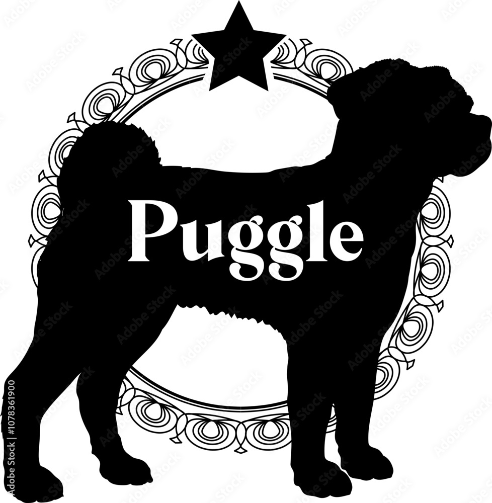 Puggle. dog silhouette, dog, dog breeds, logo, vector, silhouette, logo ...