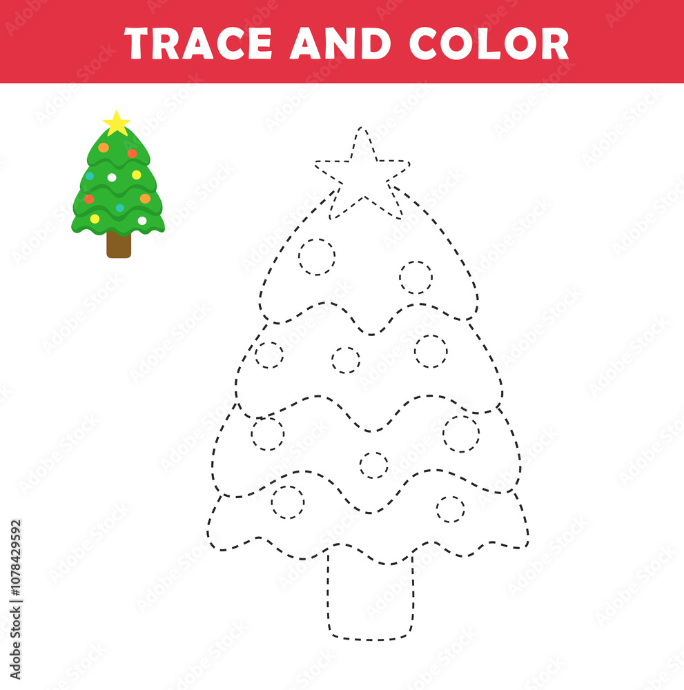Christmas activity sheet. Trace and color for children. Handwriting ...