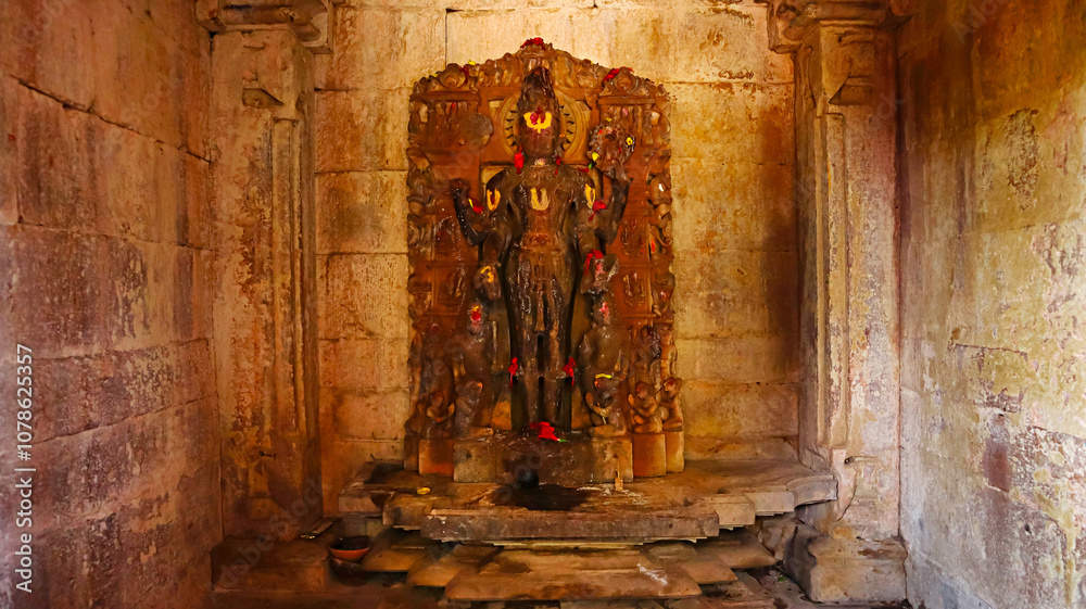 View of the Shivalinga with the face of Lord Shiva at the ancient Shiva ...