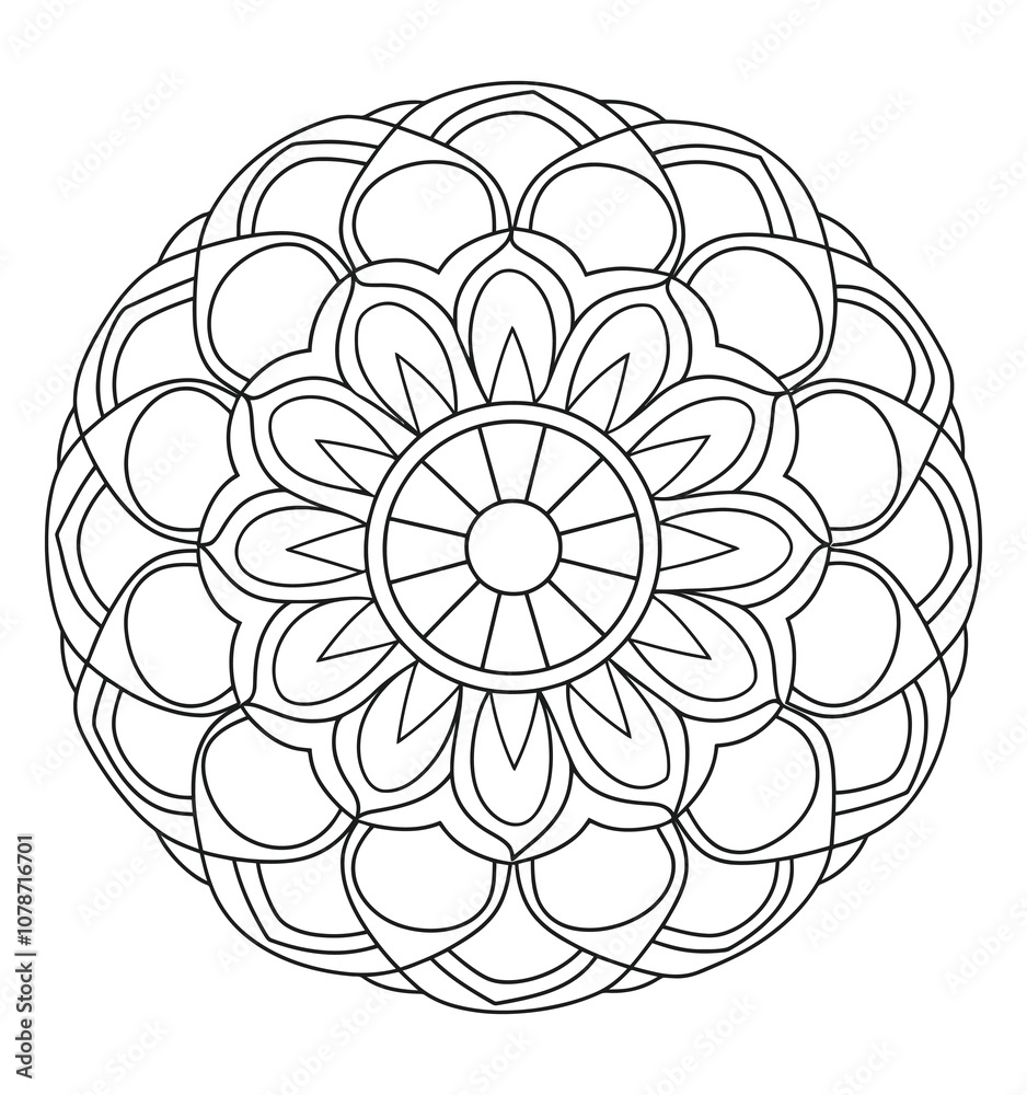 Simple and Easy Black and White Outline Mandala Vector - Mandalas ...