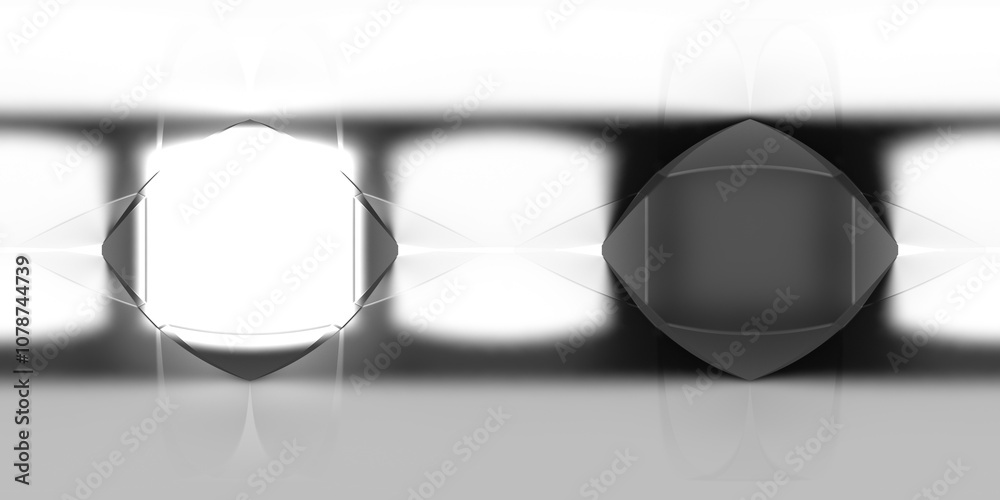 HDRI map with studio light, three light sources, 360 panorama interior ...
