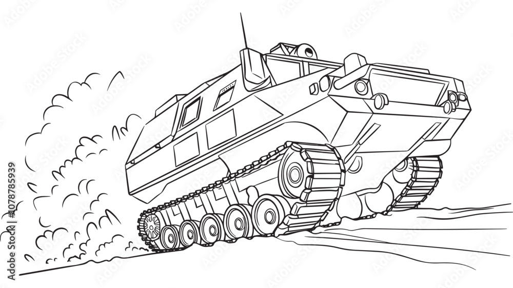 Main battle tank Coloring Page. Armored fighting vehicle. Special ...