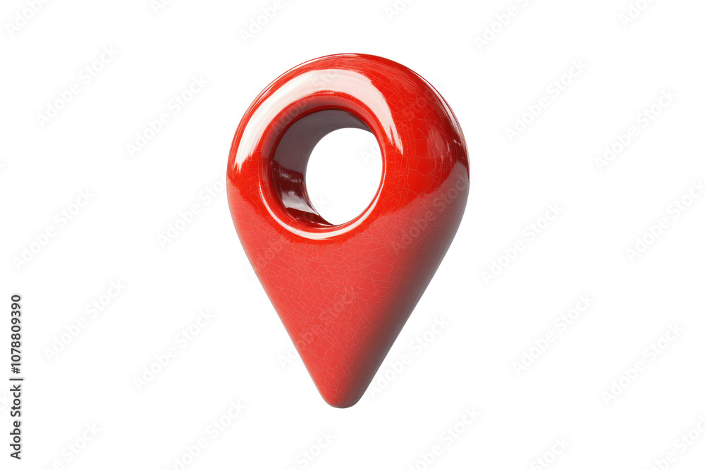 Red location pin icon with a drop shadow, designed in a 3D style with ...