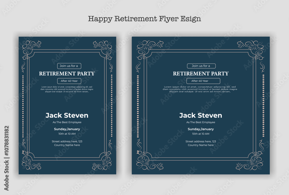 Happy retirement party invitation flyer design Stock Vector | Adobe Stock