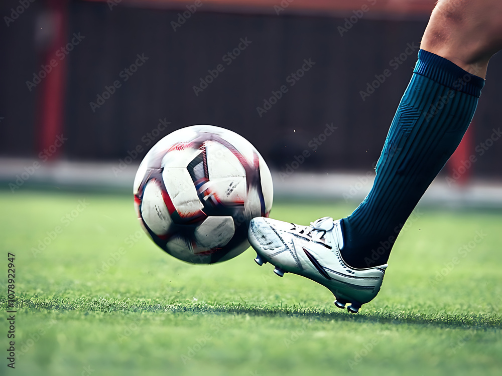 Ai generated side view of football boot kicking a soccer ball - Kicking ...