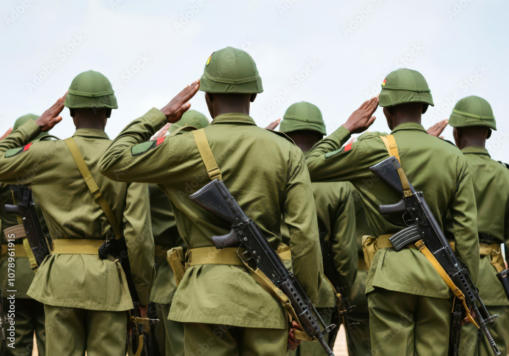 Angolan soldiers giving salute during ceremony military, glory and ...