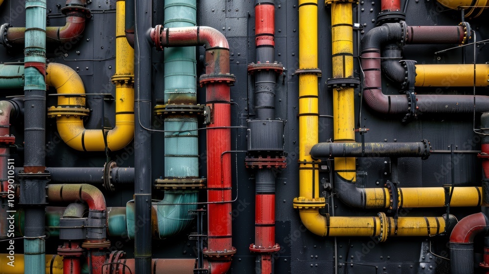 Complex Colorful Industrial Pipe Maze Design for Engineering and Art ...