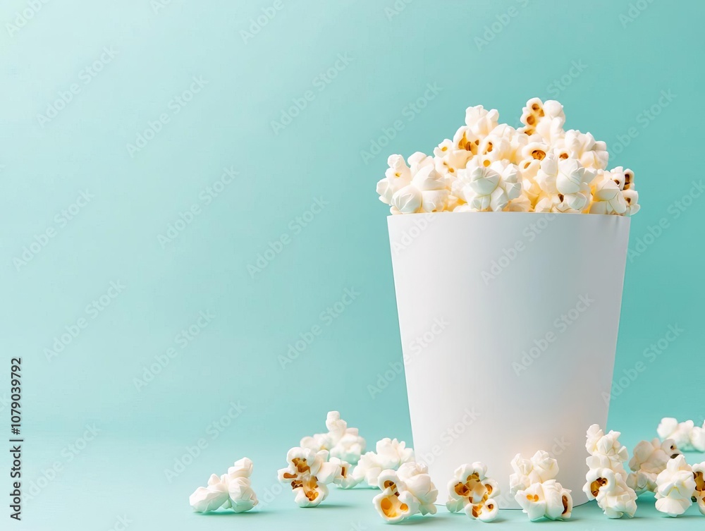 Paper popcorn container with blank sides, centered on a clean gradient ...