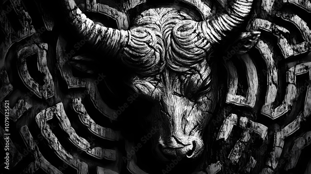 Ancient labyrinth texture: a timeless pattern of black and white lines ...