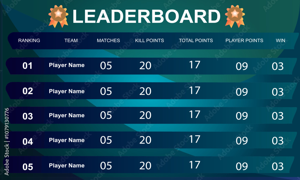modern game leaderboard with abstract background vector template Stock ...