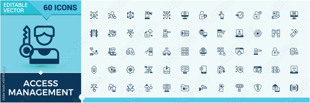 Access Control icon set. Includes thin line system, definition ...